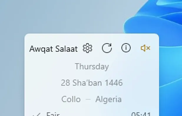 Awqat Salaat: A simple Windows widget to show the islamic prayer times ...