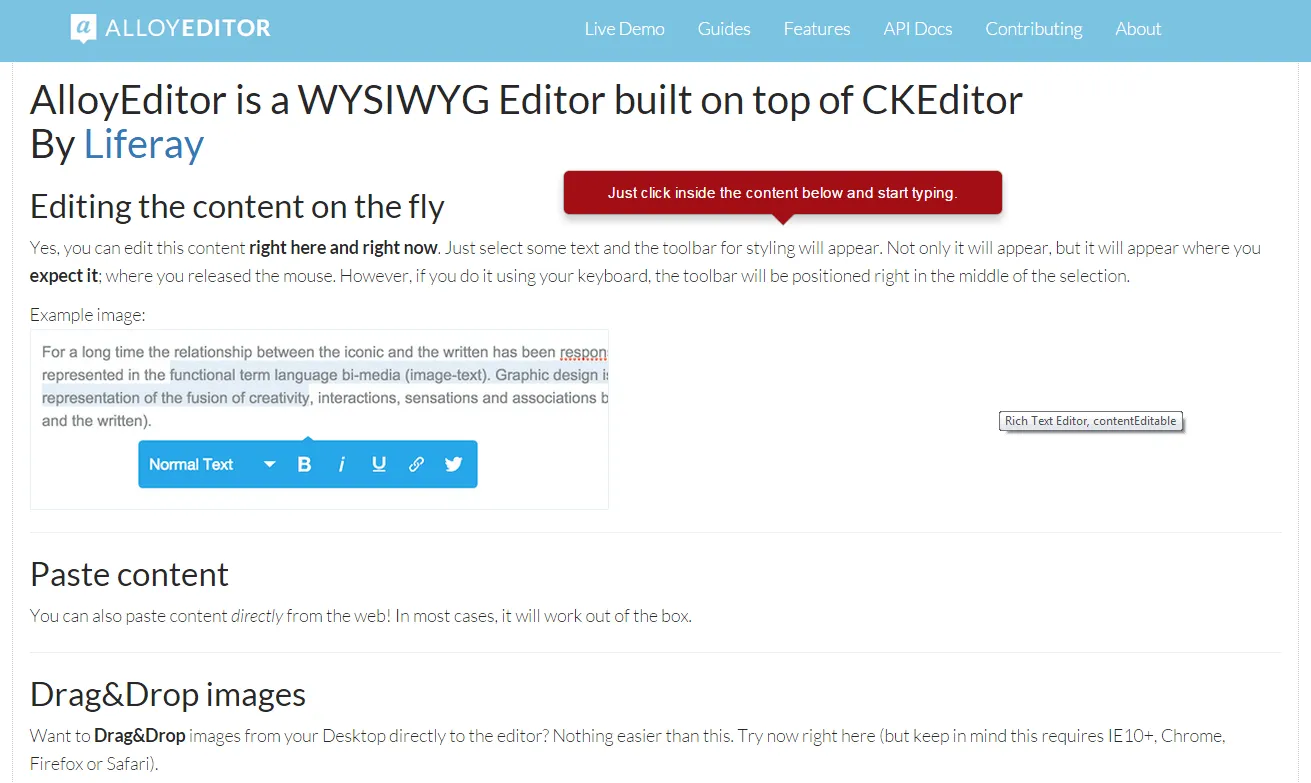 AlloyEditor: Modern WYSIWYG editor built with a sleek React UI on top ...
