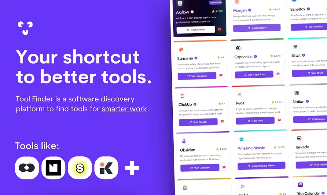 Tool Finder: The best place to find productivity tools. | AlternativeTo