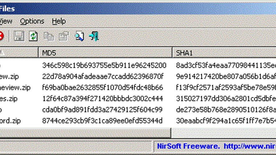 HashMyFiles: Is small portable utility that allows you to calculate the MD5 and SHA1 hashes ...