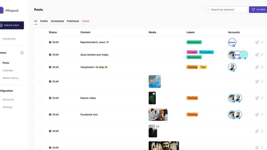 Mixpost: Self-hosted social media management. Schedule and organize your social content ...