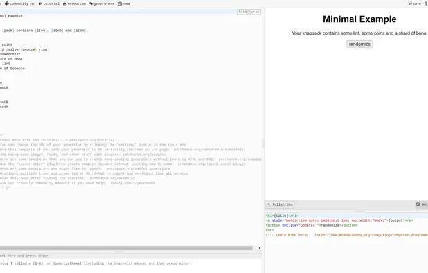 Perchance: Platform for creating and sharing random text generators ...