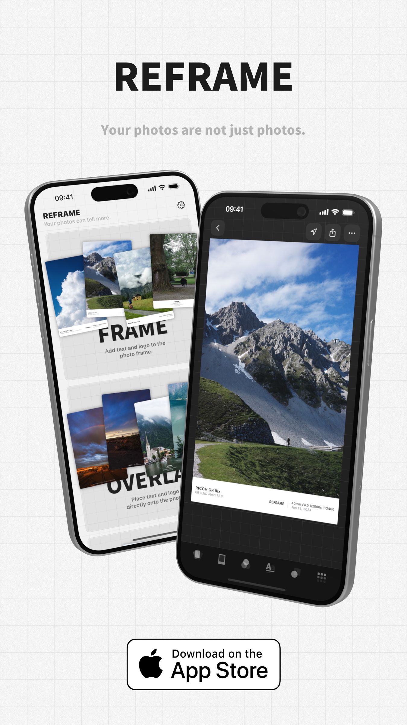 Reframe - Text, Logos, Frames: Easily add EXIF data, custom text, and ...