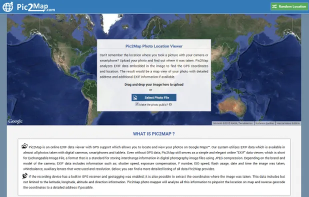 Pic2Map: Online EXIF data viewer with GPS coordinates support which ...