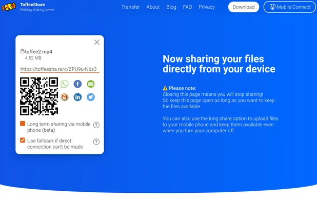ToffeeShare: Enables you to share files with anyone directly | AlternativeTo