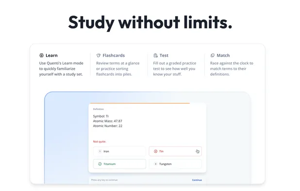 Quenti: The modern learning platform designed to let you study anything | AlternativeTo