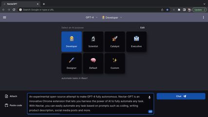 Nectar GPT: An experimental open-source attempt to make GPT-4 fully autonomous | AlternativeTo