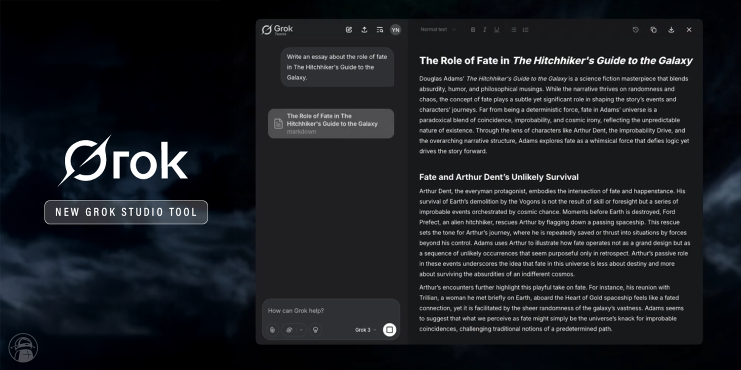 xAI launches Grok Studio, a new collaborative canvas tool for document, code & apps | AlternativeTo