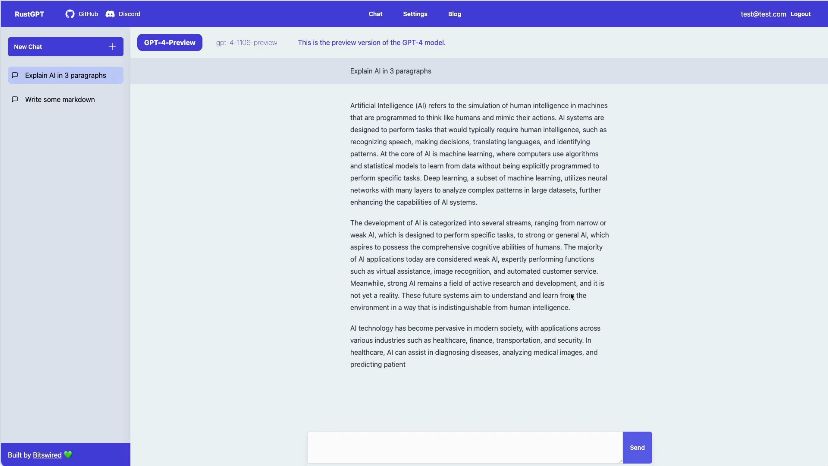 RustGPT: ChatGPT UI built with Rust + HTMX: the power of Rust coupled with the | AlternativeTo