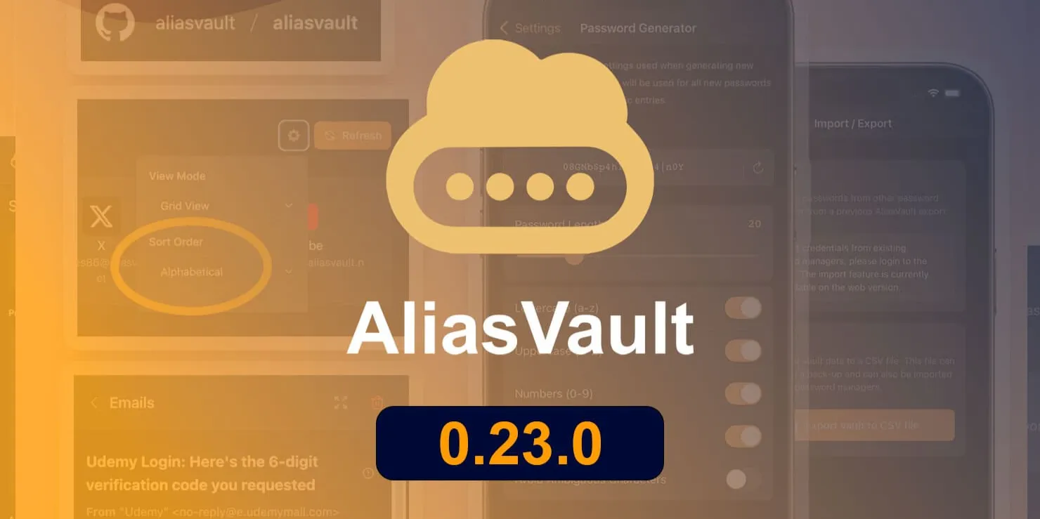 AliasVault 0.23 released with all-in-one Docker image and mobile app enhancements | AlternativeTo