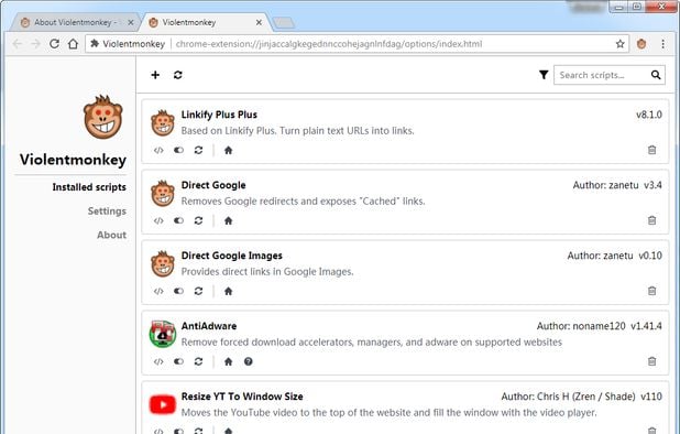 Violentmonkey: Userscript manager to support running userscripts in web pages | AlternativeTo