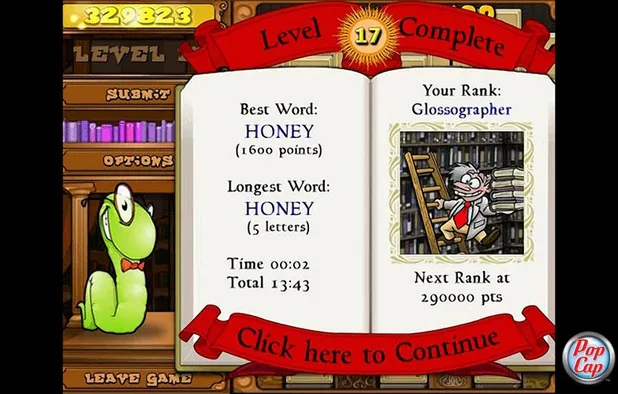 Bookworm (by PopCap): Bookworm is a word-forming puzzle game by PopCap ...