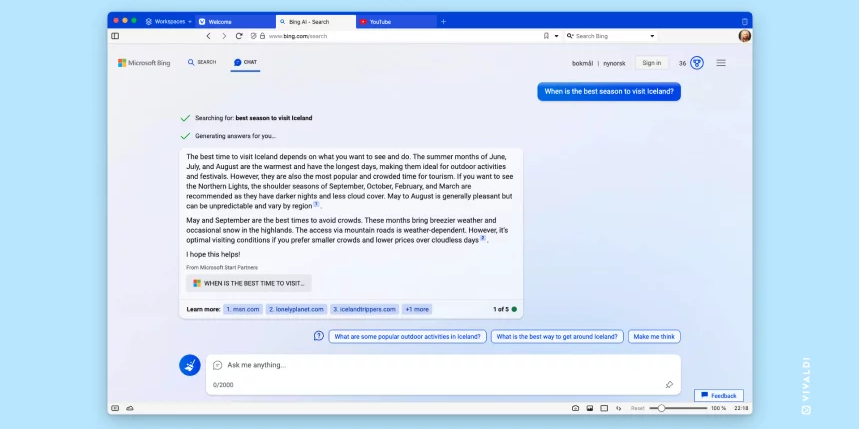 Vivaldi 6.1 can masquerade as Microsoft Edge when visiting Bing to use ...