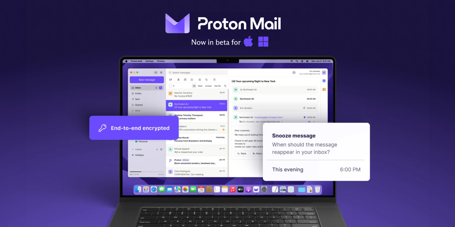 ProtonMail launches encrypted email desktop apps in beta for Windows and Mac | AlternativeTo