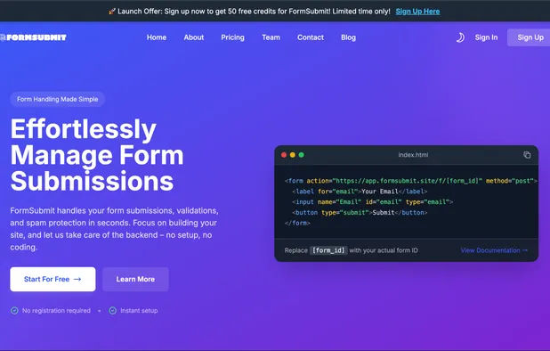 FormSubmit: Provides a hassle-free, pay-as-you-go form backend solution that lets you ...