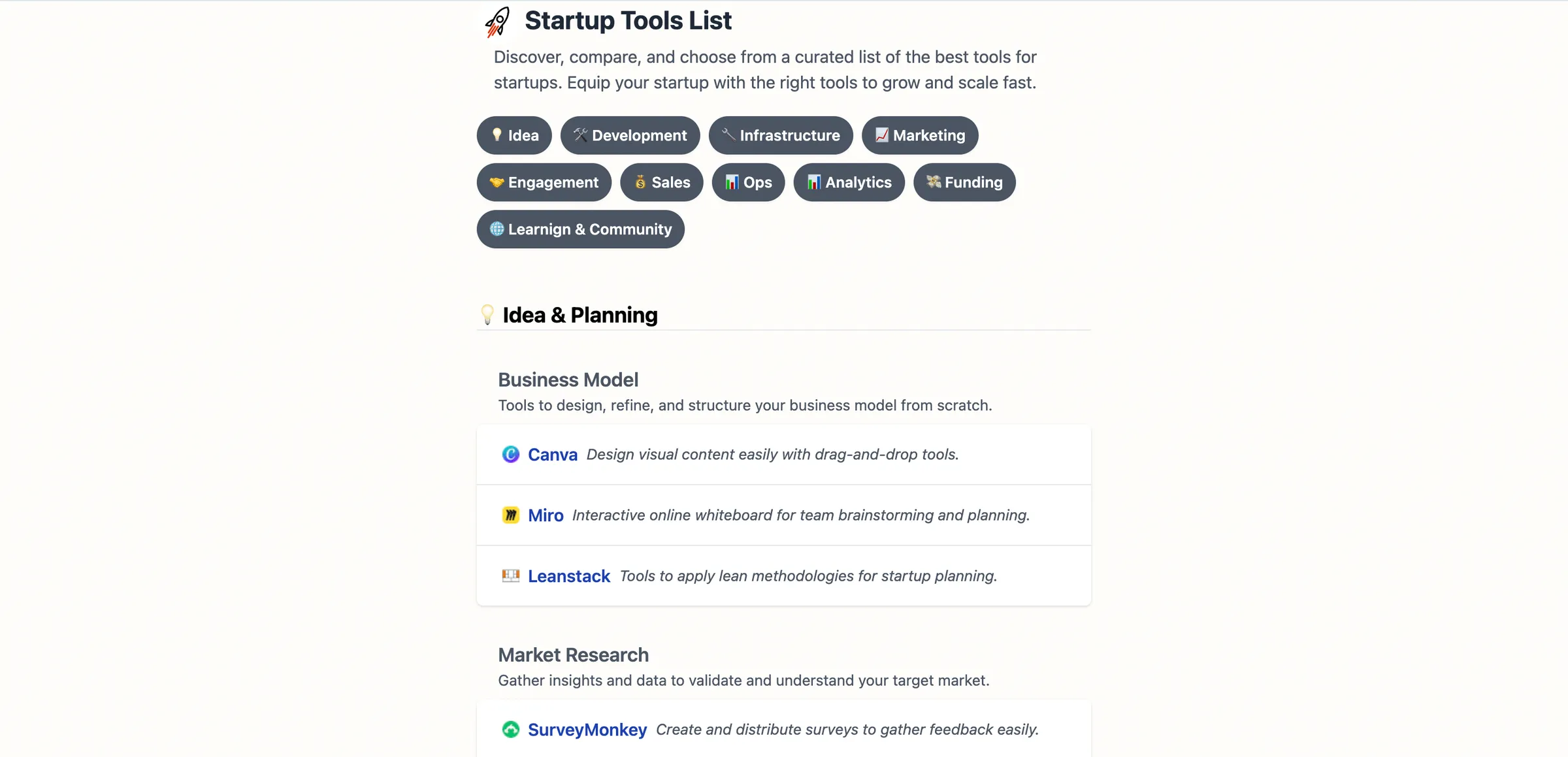 Startup Tools List Alternatives and Similar Sites & Apps | AlternativeTo
