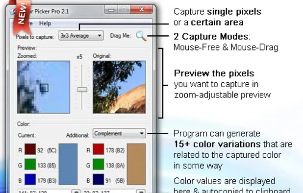 Windows Color Picker Pro: Pick single or multiple pixel colors anywhere ...