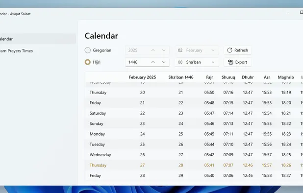 Awqat Salaat: A simple Windows widget to show the islamic prayer times ...
