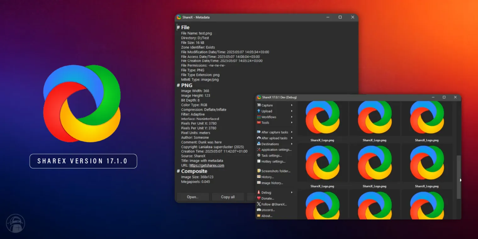 ShareX 17.1.0 adds new Metadata tool, command-line options, and UI refinements | AlternativeTo