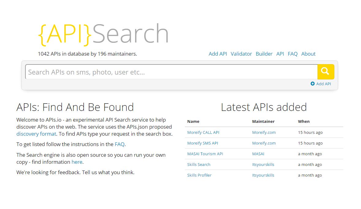 API Search Alternatives and Similar Sites & Apps | AlternativeTo