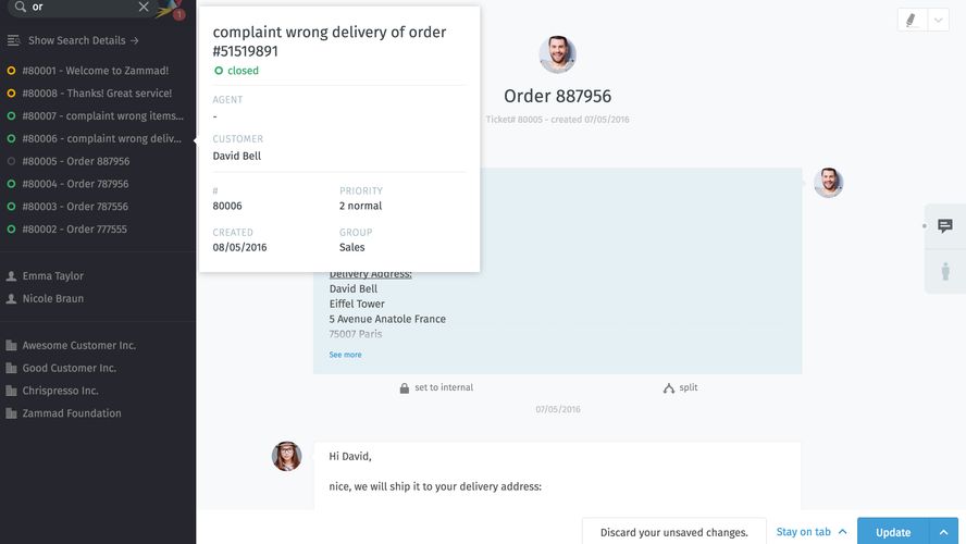 Zammad: Web based open source helpdesk/customer support system with many features to | AlternativeTo