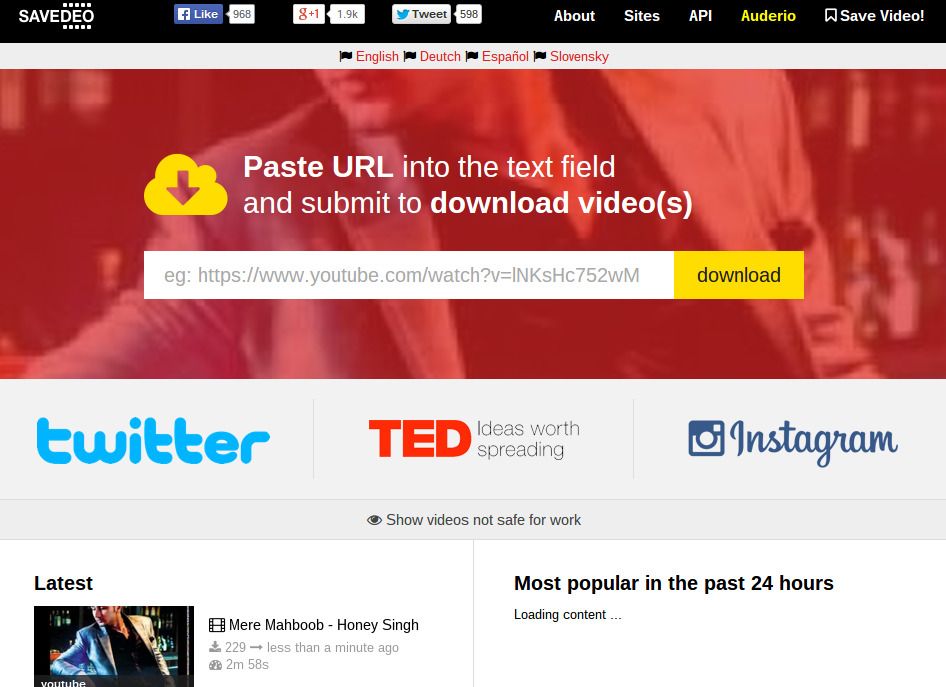 SaveDeo: The easy way to download videos from YouTube, Facebook ...