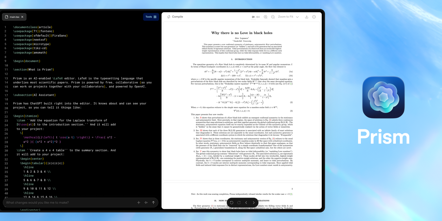 OpenAI unveils Prism, a new AI workspace for collaborative sicentific ...