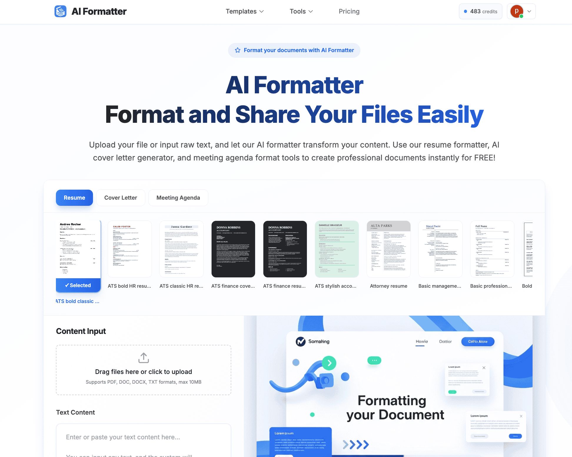 AI Formatter: Cutting-edge AI-powered document formatting platform that revolutionizes how ...