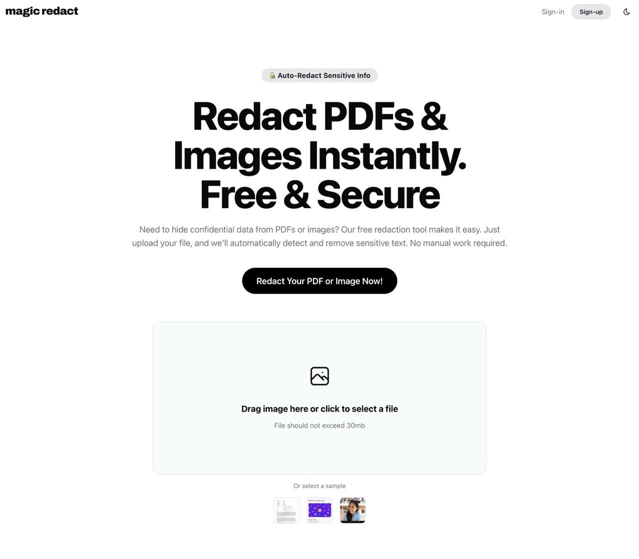 MagicRedact: Instantly redact PDFs and images for free. No sign-ups, no ...