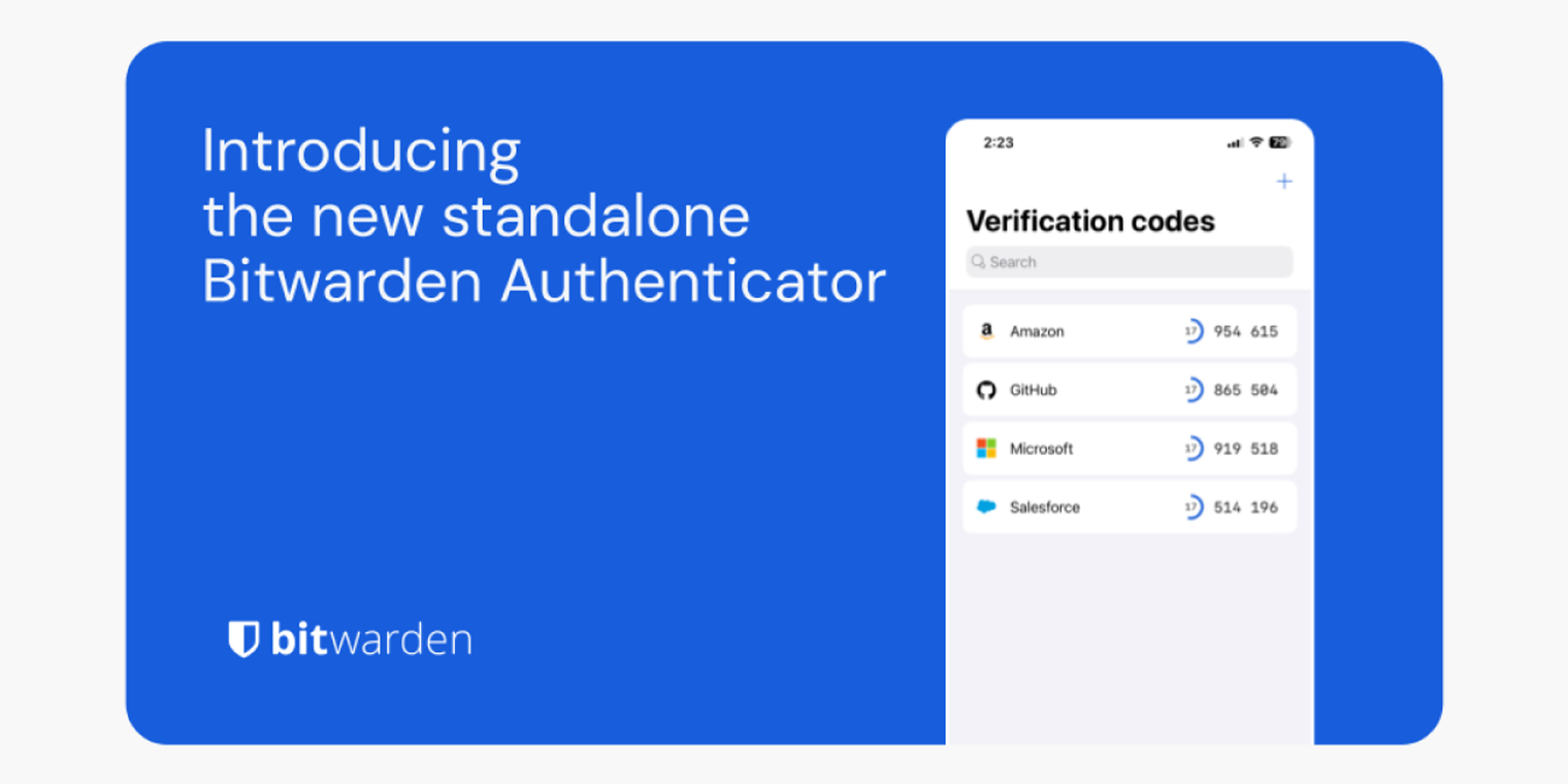 Bitwarden launches standalone open-source authenticator app for two ...
