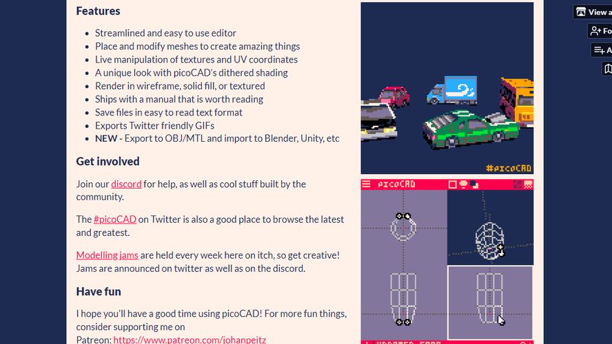 picoCAD: Program to build and texture lowpoly 3D models. | AlternativeTo