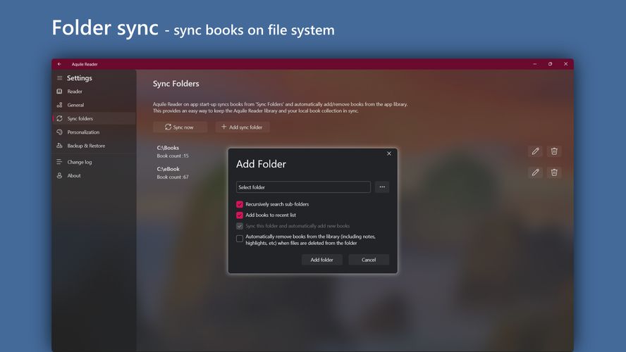 Aquile Reader: Modern eBook Reader app for Windows with powerful features and controls, all ...