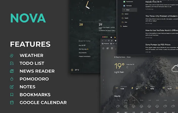 Nova New Tab: Best new tab browser extension with Bookmarks, Calendar ...