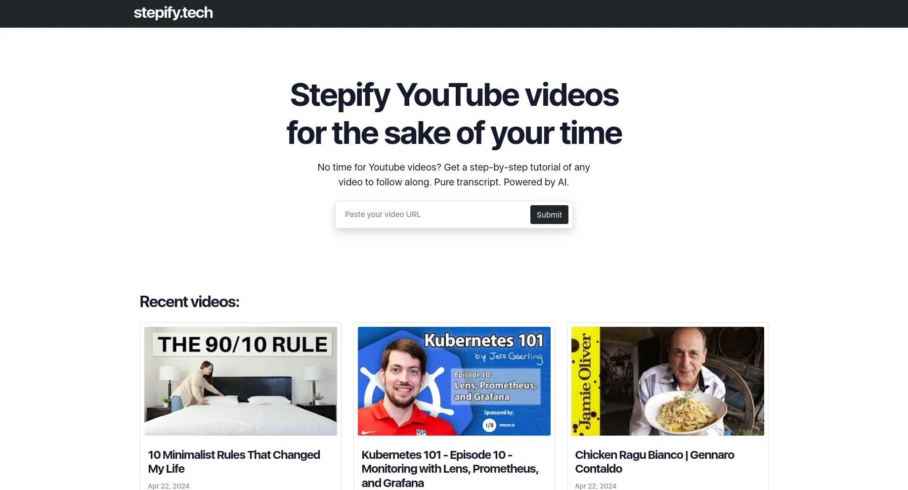 Stepify: YouTube videos for the sake of your time | AlternativeTo
