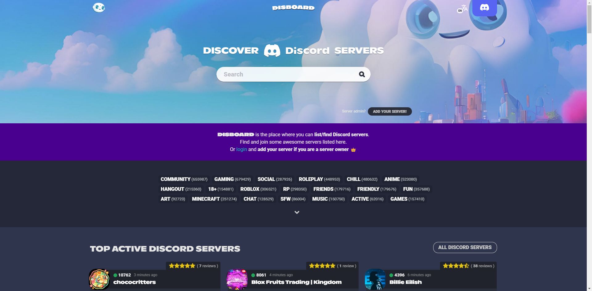 Disboard: DISBOARD is the public Discord server listing community ...