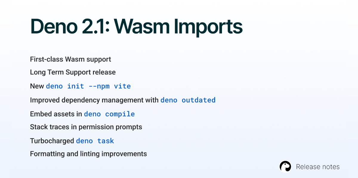 Deno 2 1 Released As The First Lts Version With Enhanced Wasm Support And Much More Alternativeto