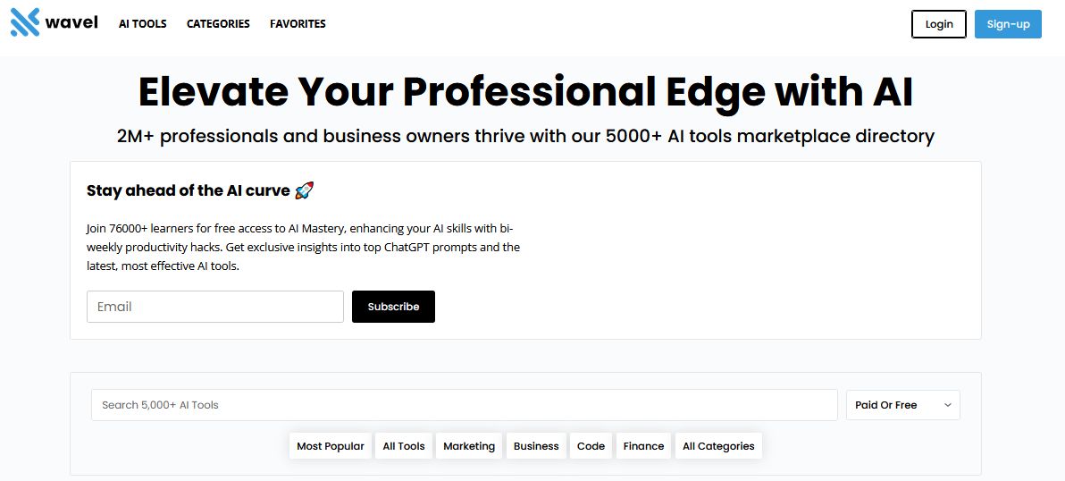 wavel: Wavel is an AI tools marketplace that helps professionals and business owners | AlternativeTo
