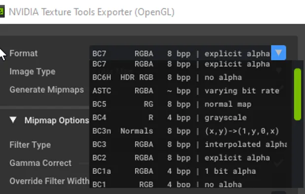 NVIDIA Texture Tools Exporter: Allows users compress texture files, smaller in memory mostly in ...