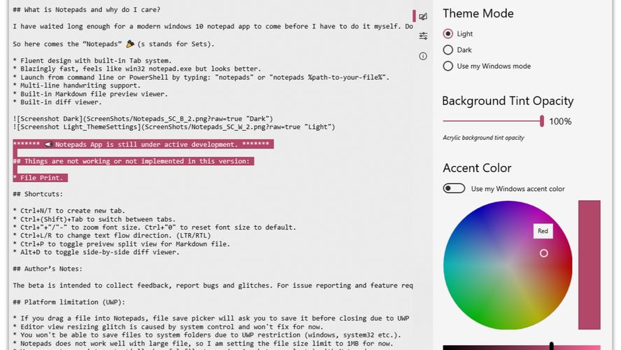 Notepads: Modern, simple yet powerful text editor for Windows 10 ...