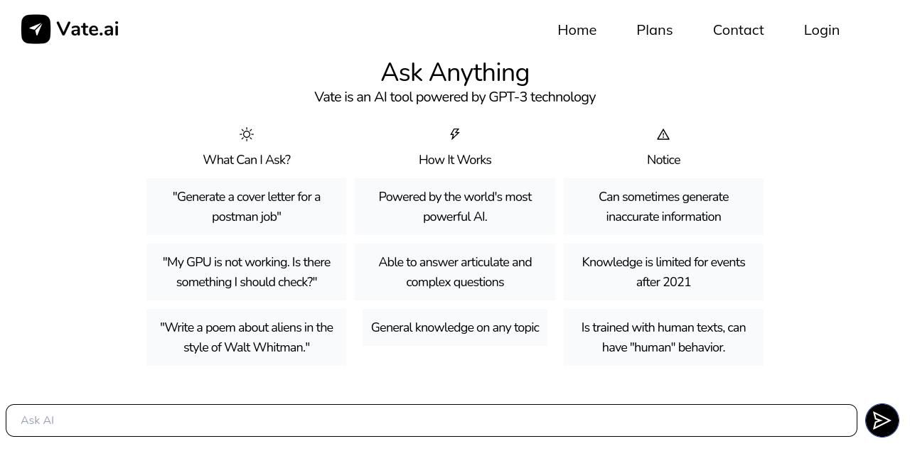 Vate.ai: AI assistant tool powered by GPT-3 technology | AlternativeTo