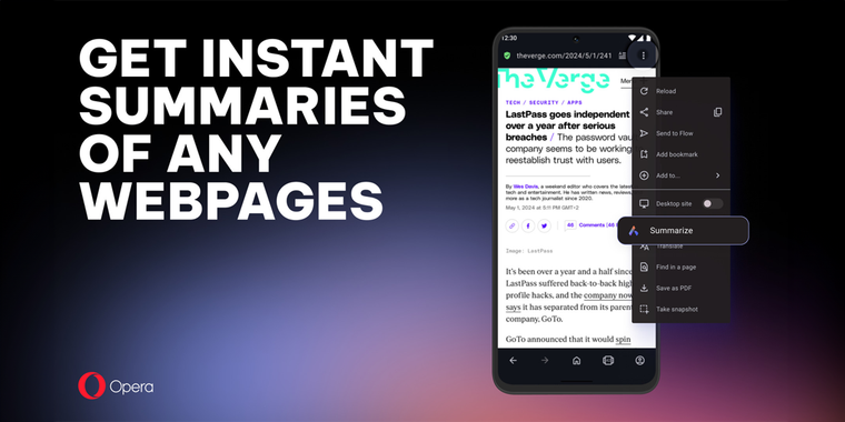 Opera's AI assistant, Aria, introduces text summarizing feature for ... Opera's AI assistant, Aria, introduces text summarizing feature for ...
