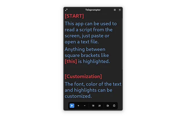 Teleprompter: A simple Gtk4 application to read scrolling text from ...