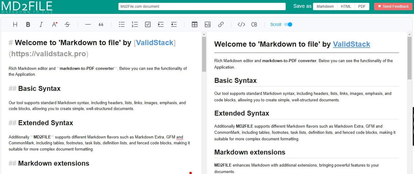 MD2File: MD2FILE is a rich markdown editor with PDF/HTML export, GFM, LaTeX, Mermaid | AlternativeTo