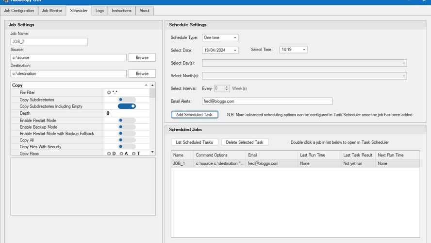 RoboCopy GUI: Visual interface for RoboCopy featuring job queuing, job ...