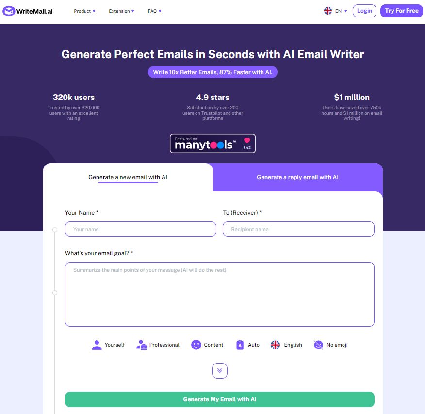 WriteMail.ai: AI-powered tool that assists users in drafting, editing ...