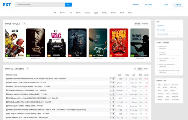 EXT Torrents: Torrent search engine & aggregator | AlternativeTo