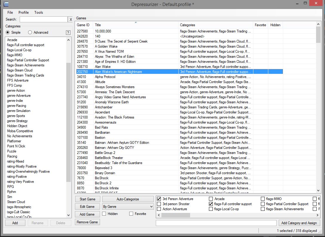 Depressurizer: An app for sorting your Steam (PC game digital ...