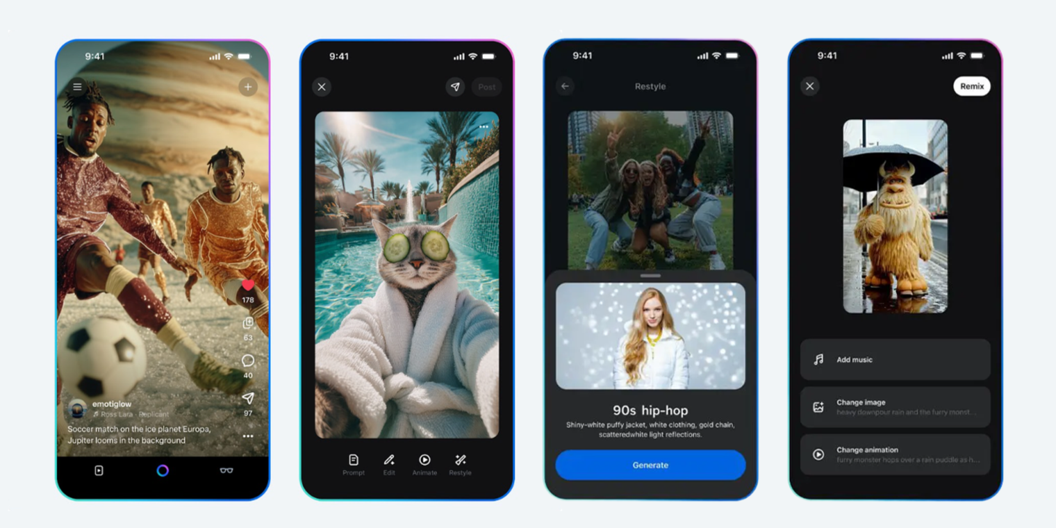 Meta launches its AI-generated short video feed 'Vibes' to users across ...