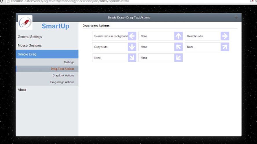 smartUp Gestures: A better gestures extension. Features include: mouse gestures, simple drag ...