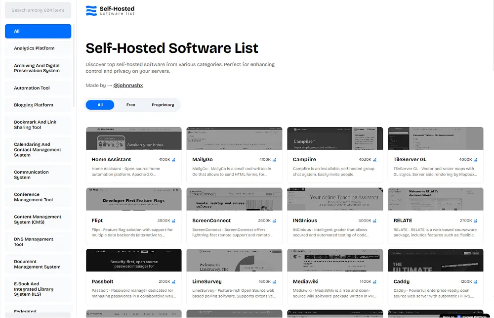 Self-Hosted Software List Alternatives and Similar Sites & Apps ...